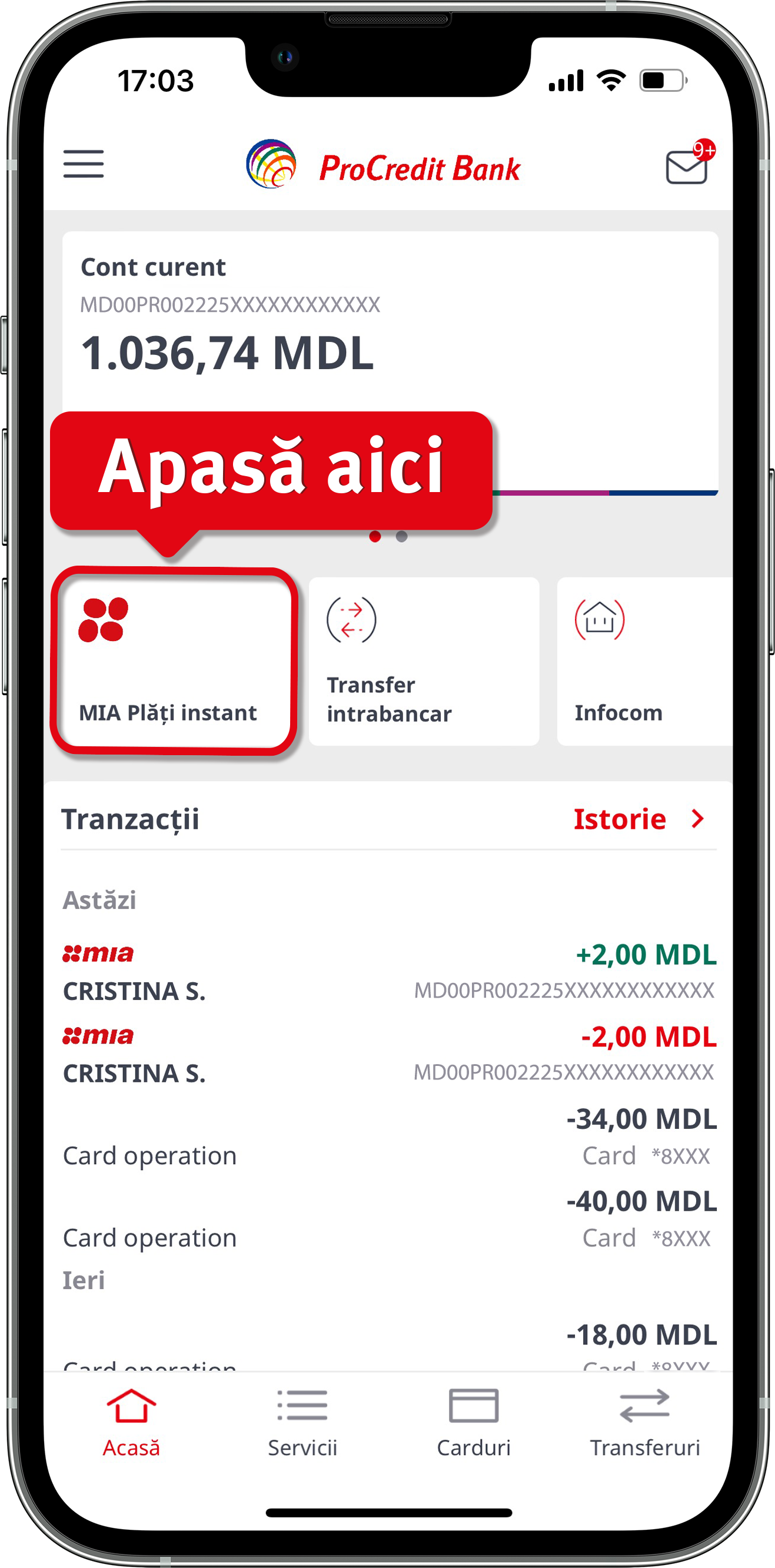 MIA Plăți Instant – transferuri gratuite și rapide prin ProCredit Bank Mobile Banking ...